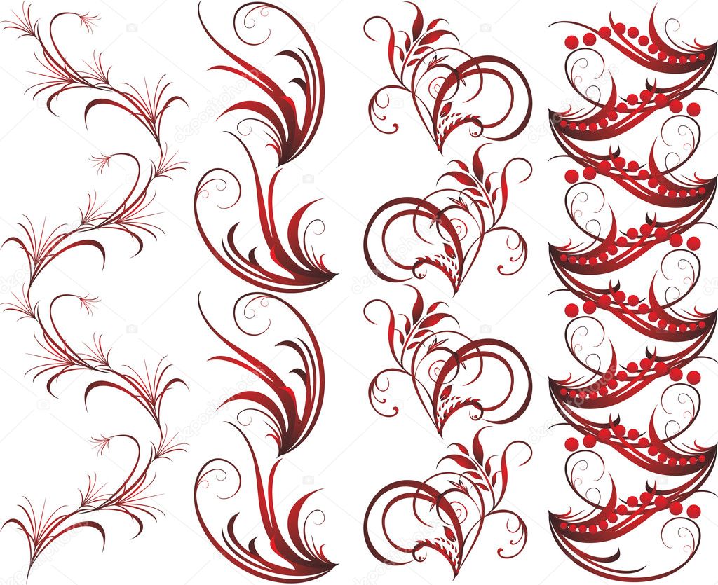 Collection of red dark ornaments Stock Vector by ©teddy2007b 2684240