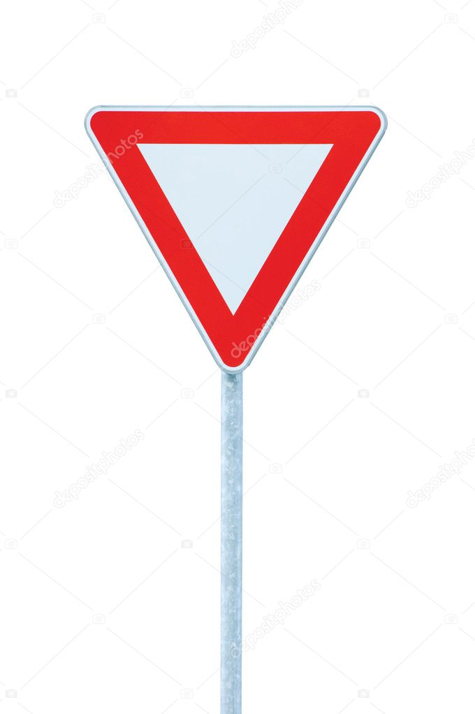 Give way priority yield road traffic roadsign sign isolated — Stock ...