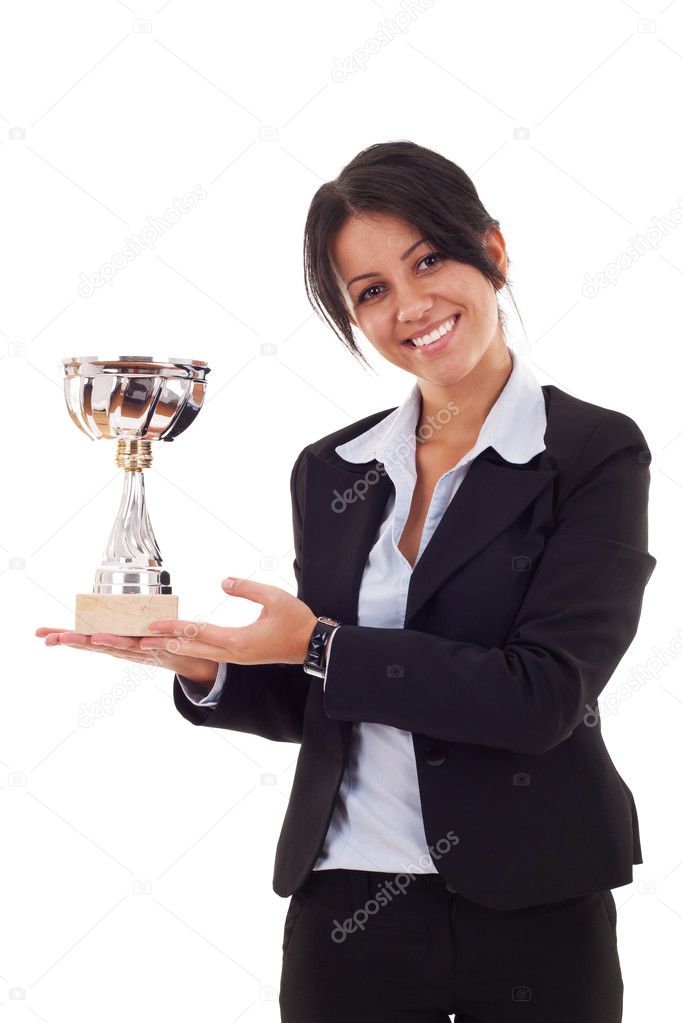 Woman winning a trophy Stock Photo by ©feedough 3815186