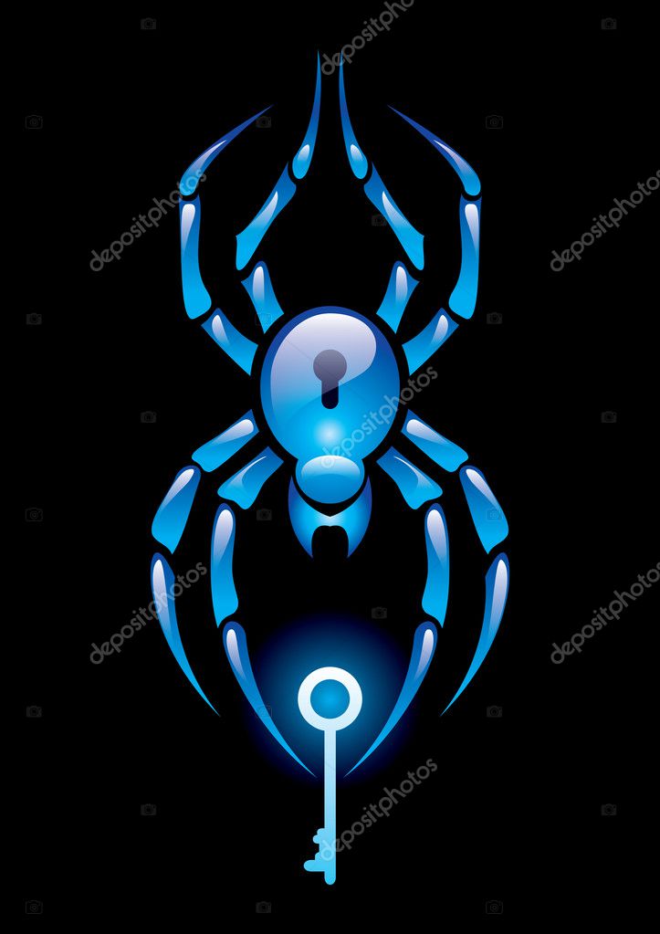 Spider with key Stock Vector by ©dvargg 3405001