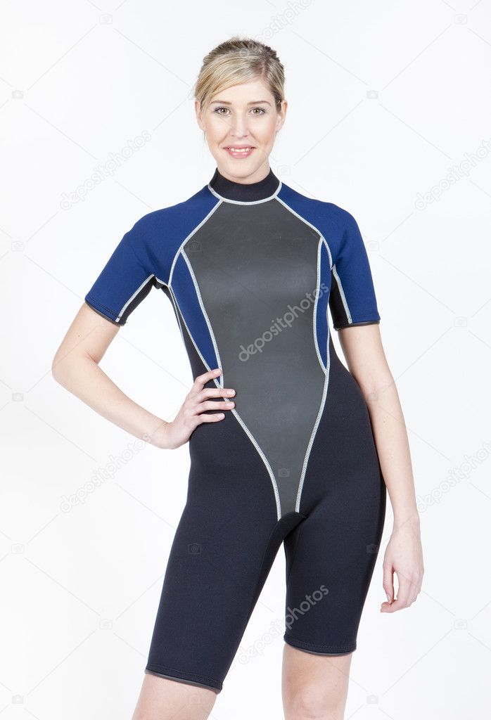Standing young woman wearing neoprene — Stock Photo © phb.cz #3512394