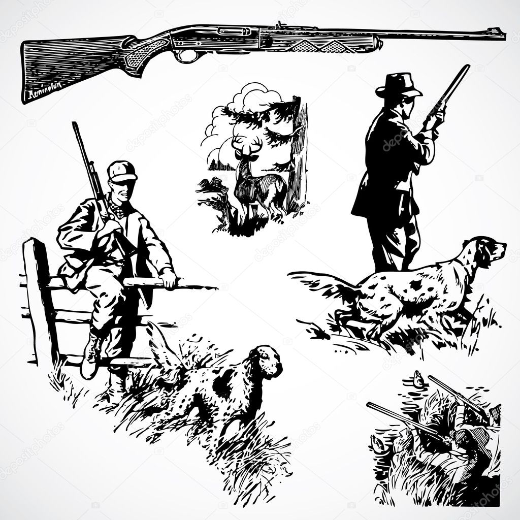 Vintage Hunting Rifles and Graphics Stock Illustration by ©createfirst ...