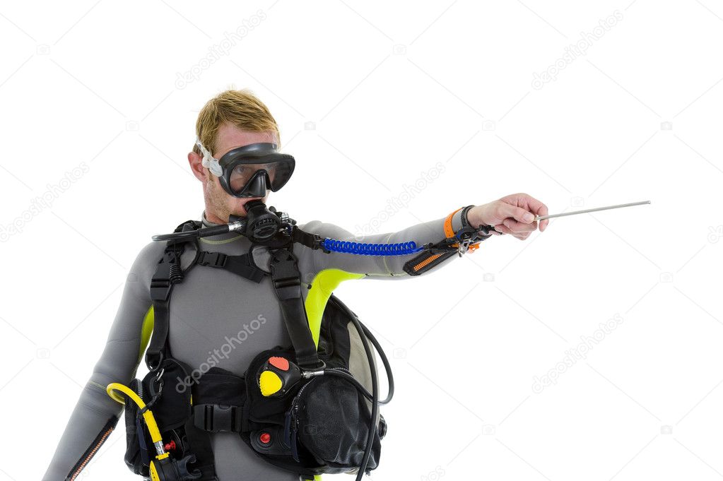 Male diver with pointer Stock Photo by ©macky_ch 3301482
