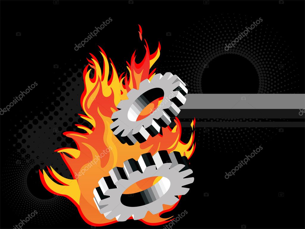 Gears on fire Stock Vector Image by ©andreakaulitzki #3057365