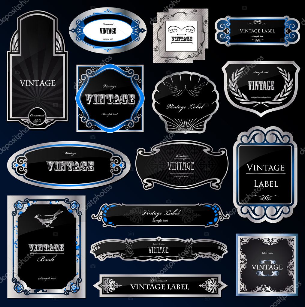 Decorative black silver frames labels . Vector Stock Vector Image by ...
