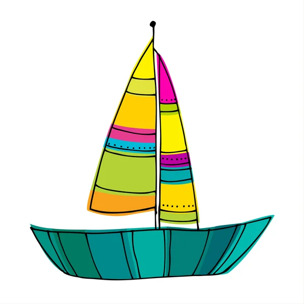 Illustrated cute sailing boat — Stock Photo © re_bekka #3570067