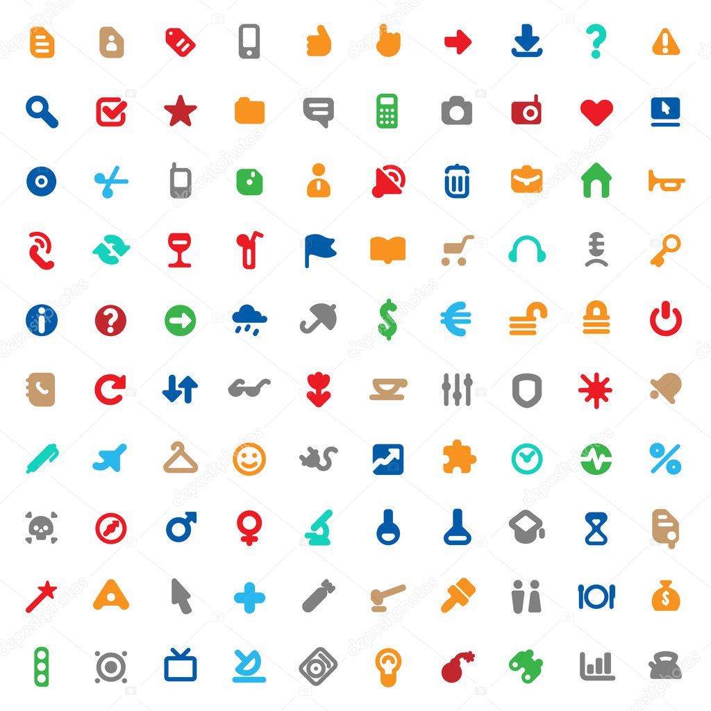 Iconos y signos multicolores vector, gráfico vectorial © ildogesto ...