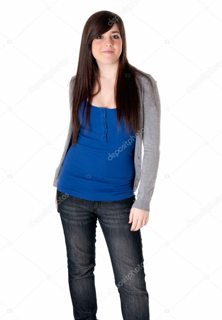 Young girl standing isolated on white background Stock Photo by ©dgmata ...