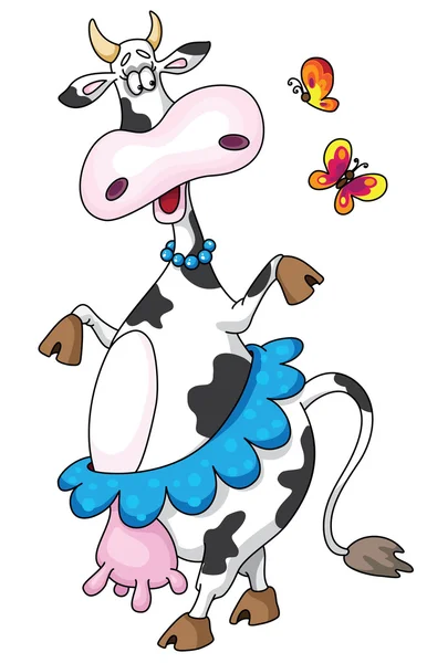 Spotted Farm Cow Eating A Flower — Stock Photo © HitToon #4724464