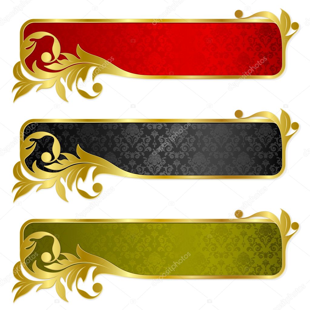 Set from gold banners — Stock Vector © len_pri #3828903