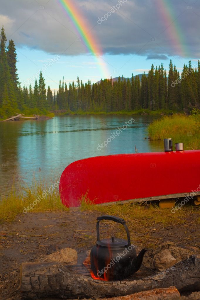 Canoe, Campfire and Rainbow Stock Photo by ©PiLens 3892233
