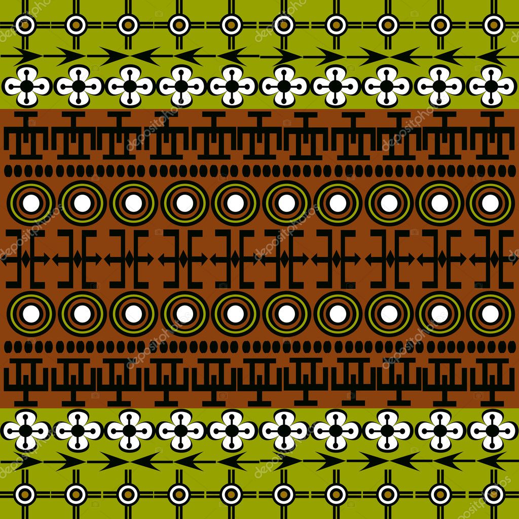 Ethnic African symbols background with green and brown — Stock Photo ...