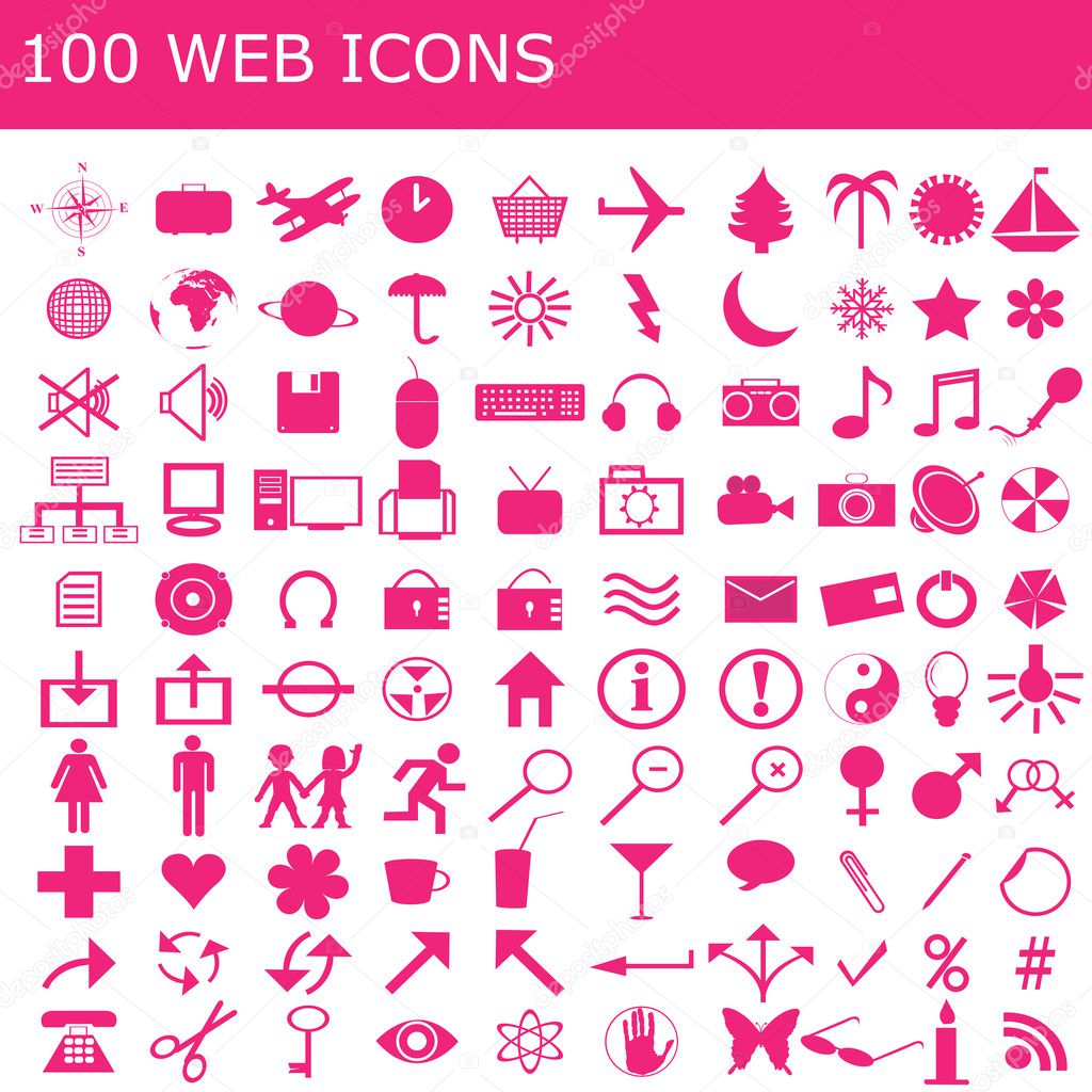 Set of 100 pink icons — Stock Photo © hibrida13 #3617677