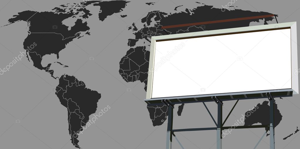 Billboard on global map background — Stock Photo © carenas1 #2927437