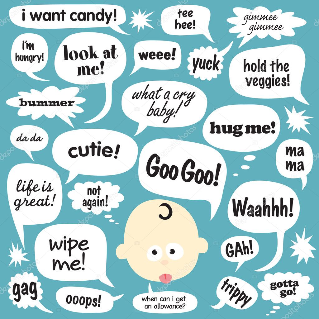Baby talk in cartoon balloons — Stock Vector © wetnose #3090510