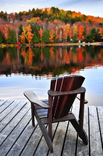 Wooden dock on autumn lake - Stock Image - Everypixel