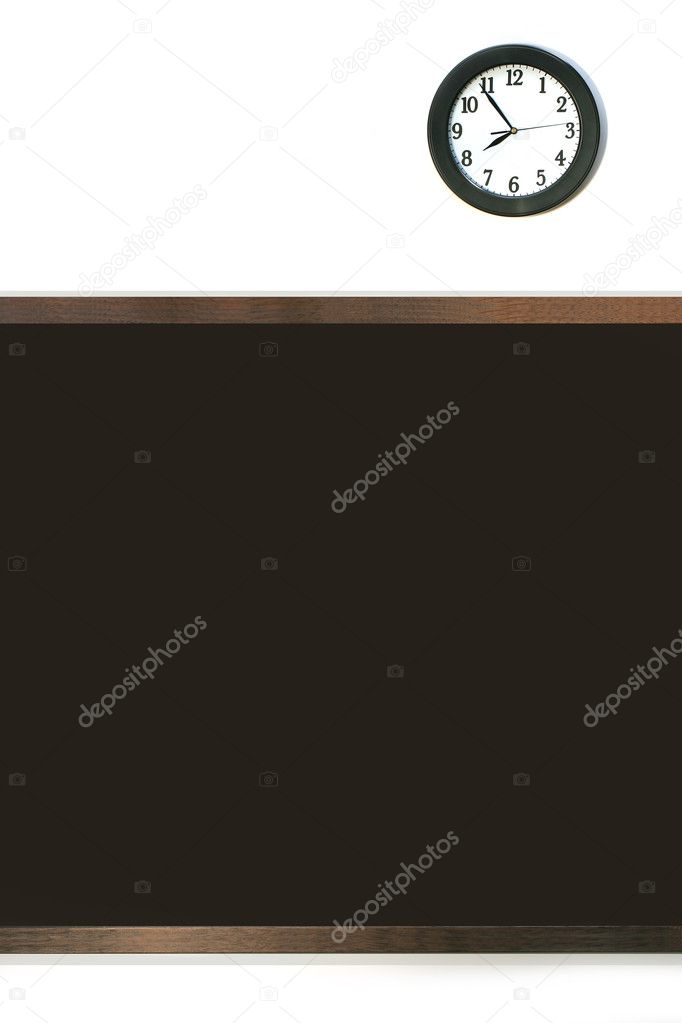 Black chalkboard with clock — Stock Photo © Sandralise #3266902