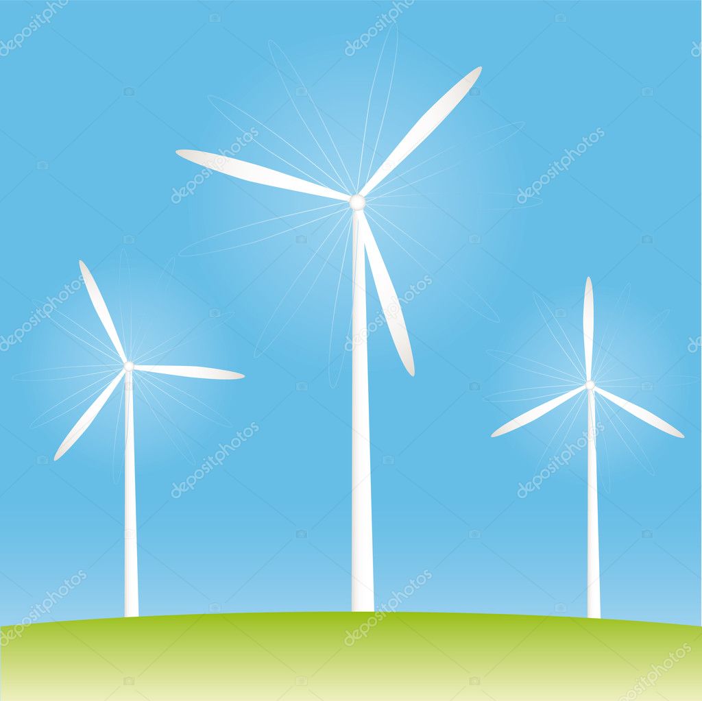 Molino de viento en el campo vector ilustración de dibujos animados ...