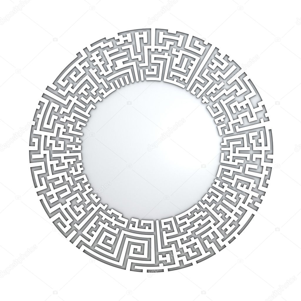 White radial maze without solution. Three-dimensional, isolated on ...
