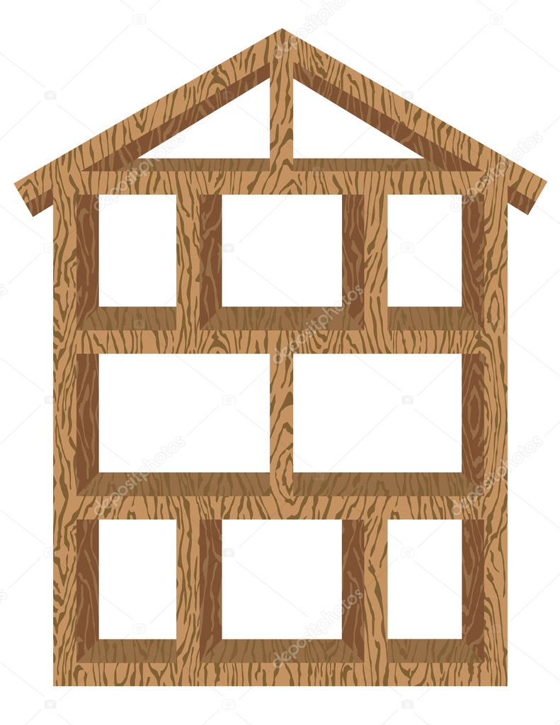 Wood House Frame Stock Vector by ©Lisann #3719120