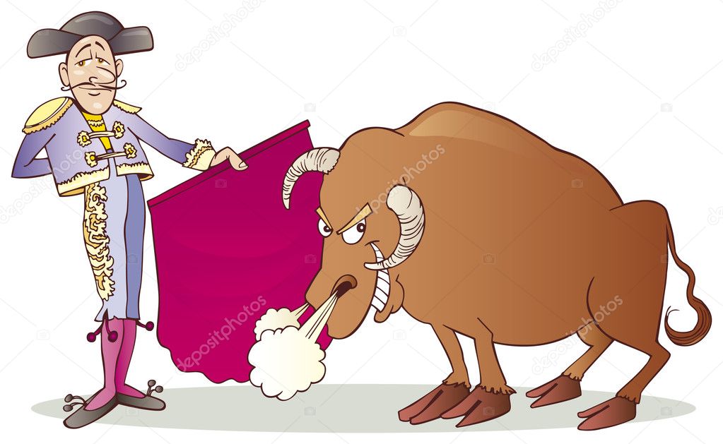 Torero y Toro — Vector de stock © izakowski #3704619