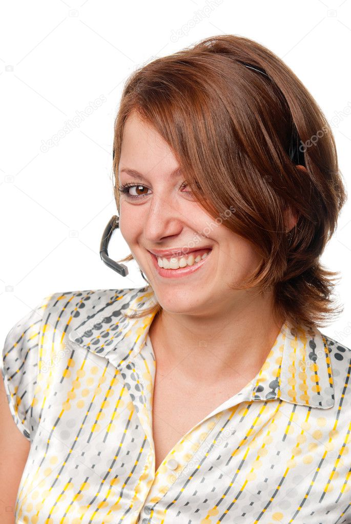 Smiling girl with a microphone — Stock Photo © davidmz #3844412