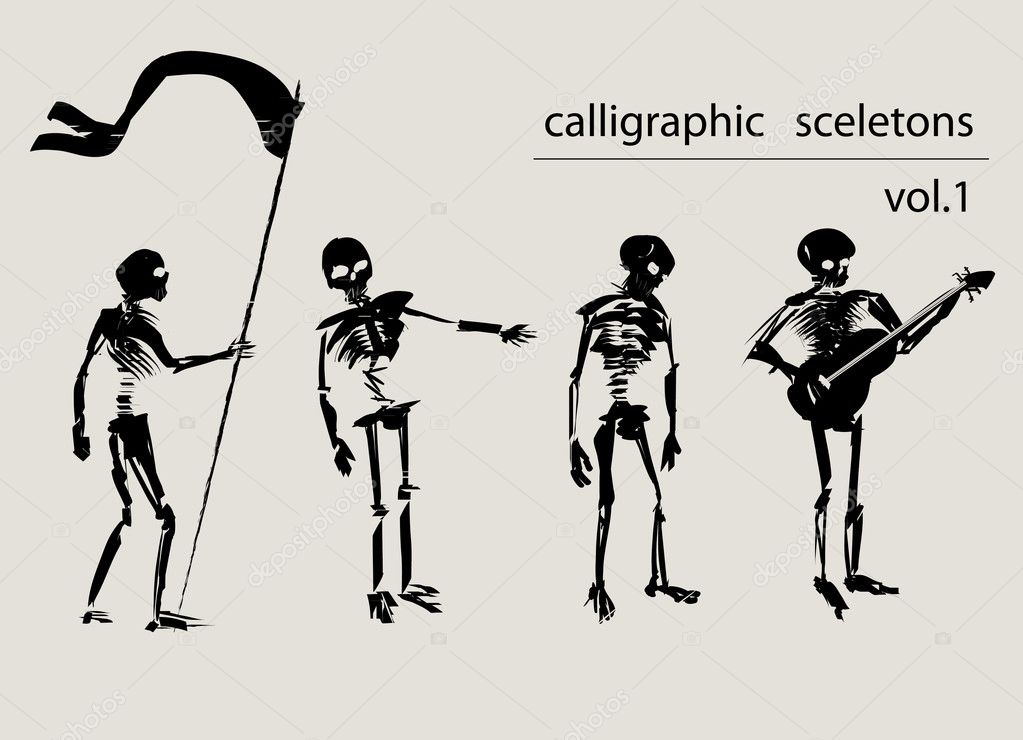 Calligraphic skeletons — Stock Vector © lejlek #3829182