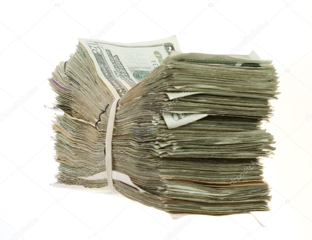 Twenty Dollar Bills Stacked and Banded Together Stock Photo by ...