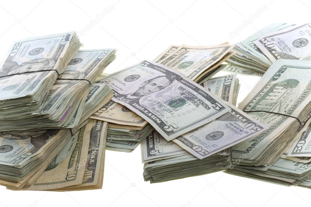 Groups of Twenty Dollar American Bills Banded Together — Stock Photo ...