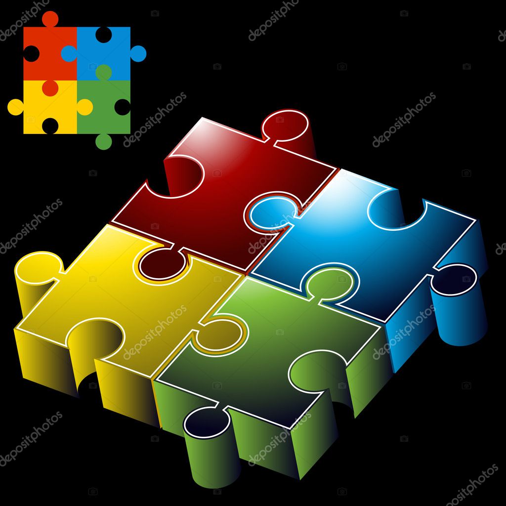 3D Puzzle Pieces — Stock Vector © cteconsulting #3984954